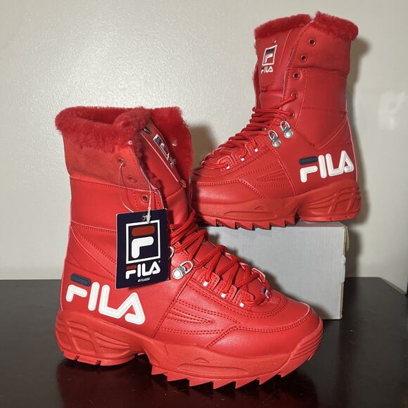 Fila | Shoes | Fila Disruptor Red Boot Fur Womens Winter Boots Triple ...